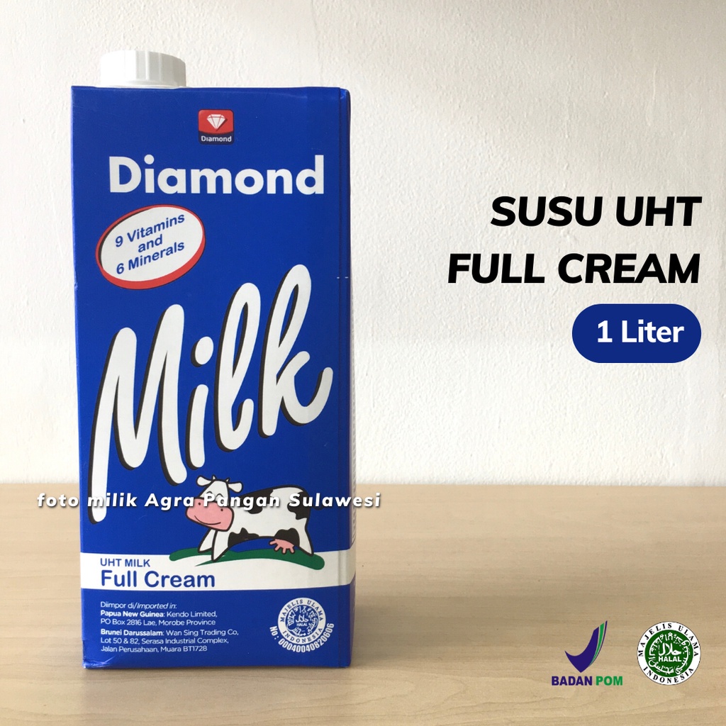 Jual Susu UHT Diamond Full Cream Milk 1L | 1 Liter 1000 ml | Shopee Indonesia