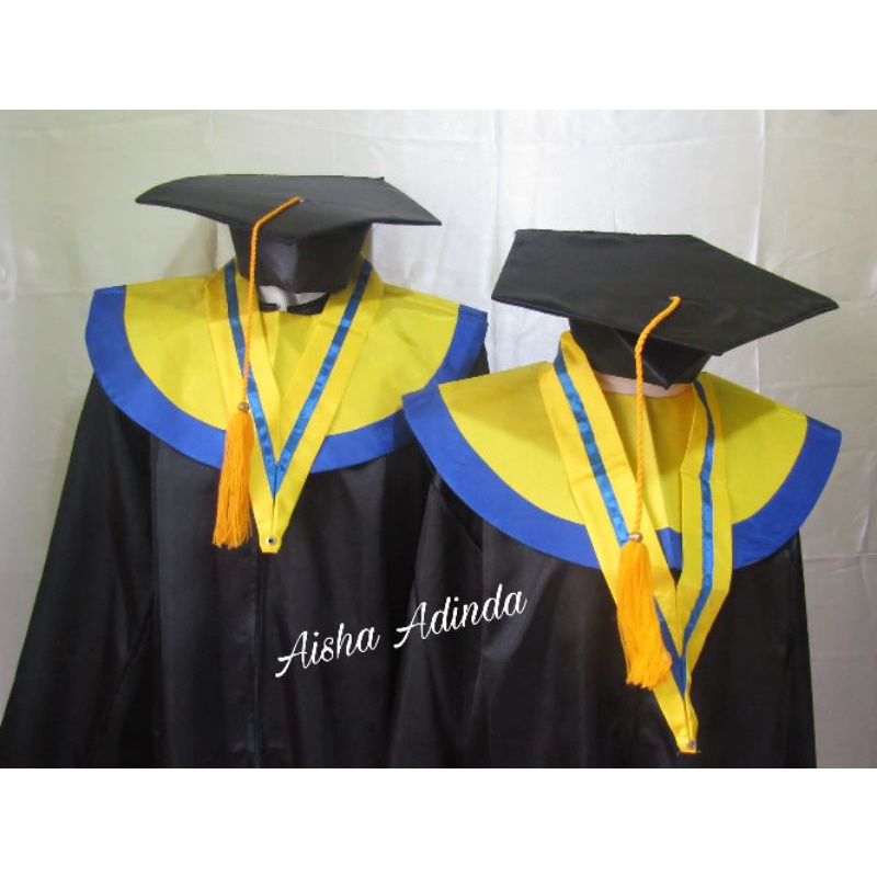 Jual Seragam Wisuda Baju Toga Dewasa Kuning List Biru 100%Original ...
