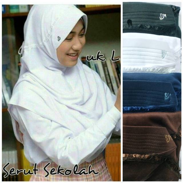 Jual Jilbab Sekolah SD SMP SMA Hijab Hemi Serut Adiba Pita atas Hemy ...