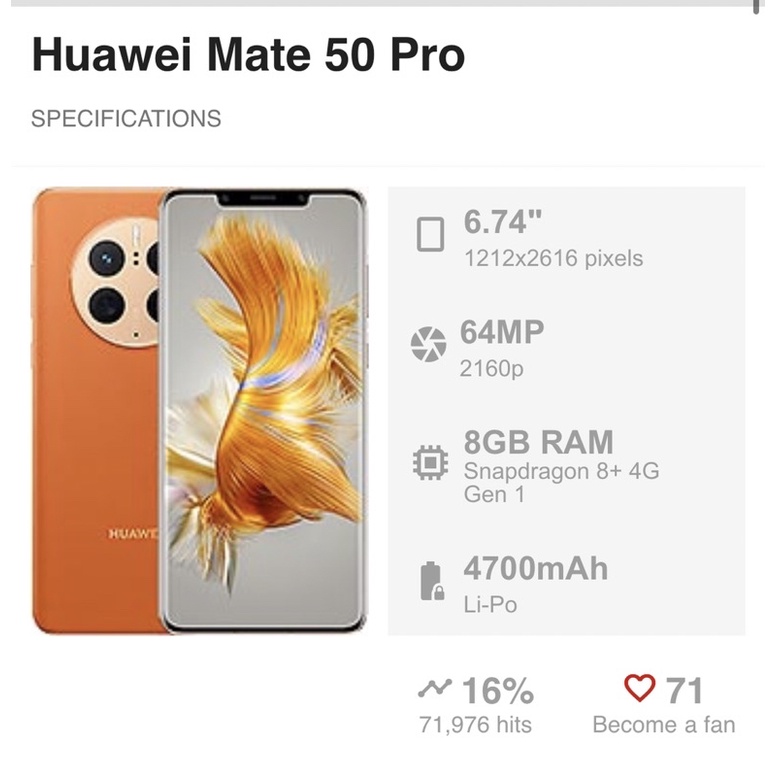 Jual Huawei Mate 50 Pro 8/256GB Snapdragon8+ Gen1 New Inter | Shopee Indonesia
