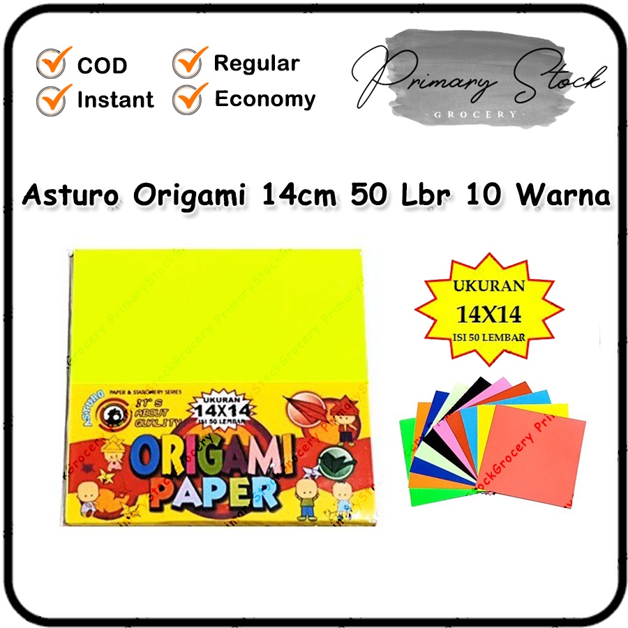 Jual Origami Paper Asturo Cut Craft Star Bag Deli 14x14 Kertas Warna ...