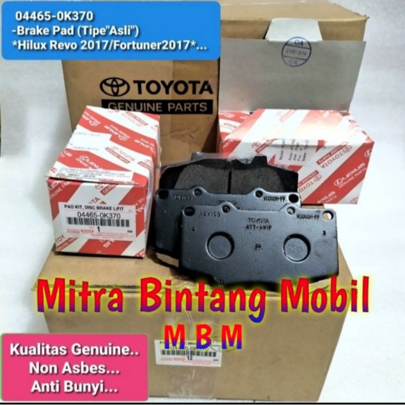 Jual Brake Pad Kampas Rem Depan Toyota Fortuner 2017 Up 04465-0K370 1 ...