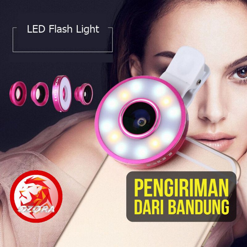 Jual Lensa HP Wide + Lensa Fish Eye + Lensa Makro + Ring Light | Shopee ...