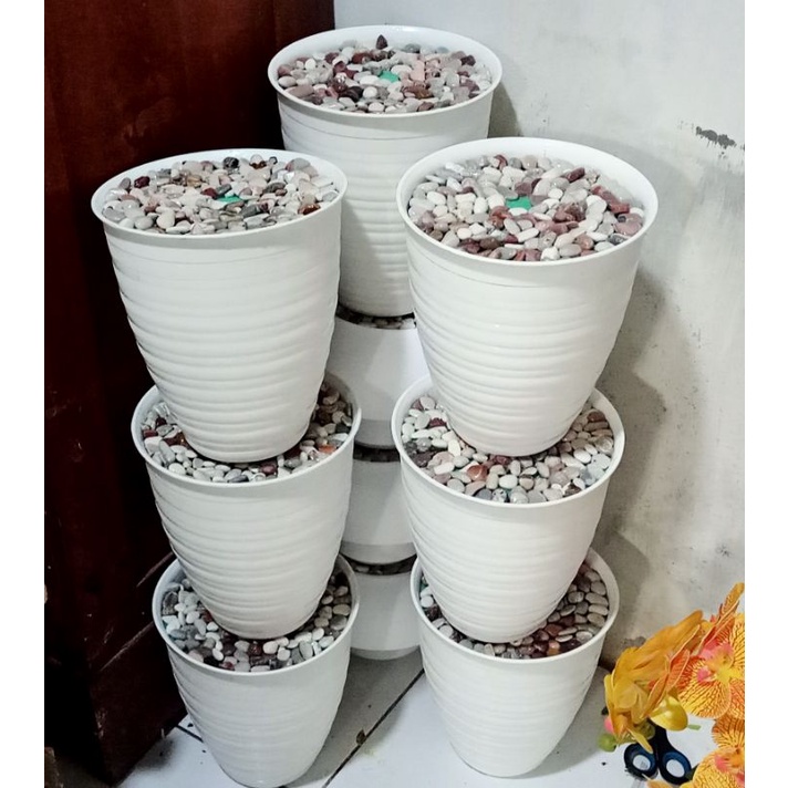 Jual pot tawon pirus lengkap dengan busa dan batu hias | Shopee Indonesia