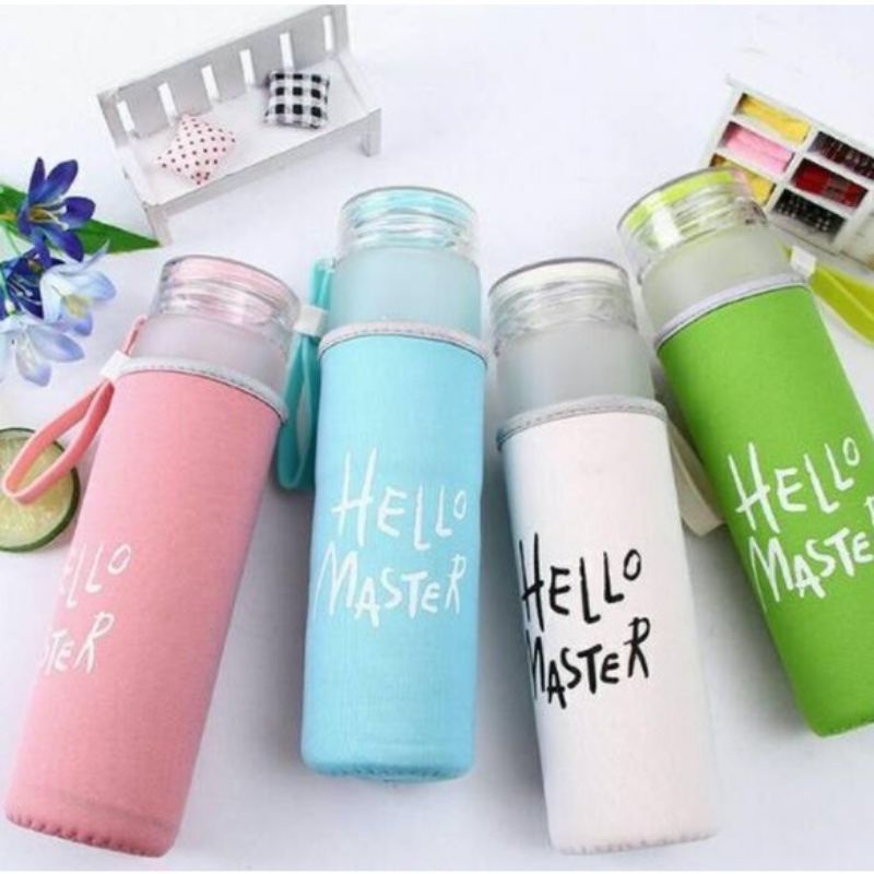 Jual Botol Minum Kaca Hello Master botol Minum Kaca Gradasi | Shopee ...
