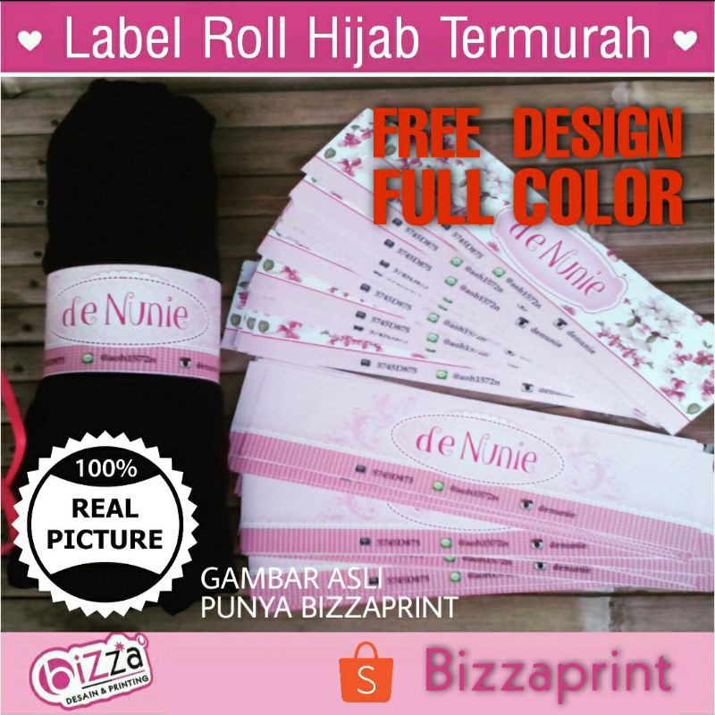 Jual ROLL HIJAB FULLCOLOR FREE DESAIN / LABEL ROLLER HIJAB / PENGIKAT ...