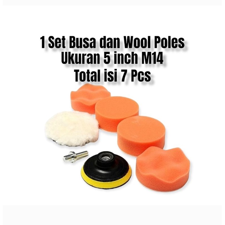 Jual Wool dan Busa Poles Set isi 7 Pcs + Tatakan + Adaptor Ukuran 5 ...