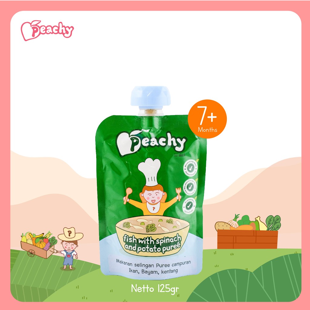 Jual [MPASI 7 BULAN] - Peachy Fish with Spinach and Potato Puree 125gr ...