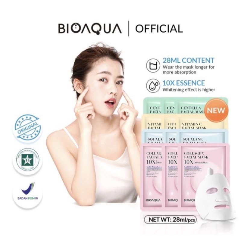 Jual BIO AQUA FACIAL MASK 10X 28ML | Shopee Indonesia