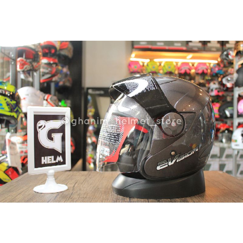 Jual KYT 2 VISION / KYT 2VISION Solid Helm Half Face Double Visor ...