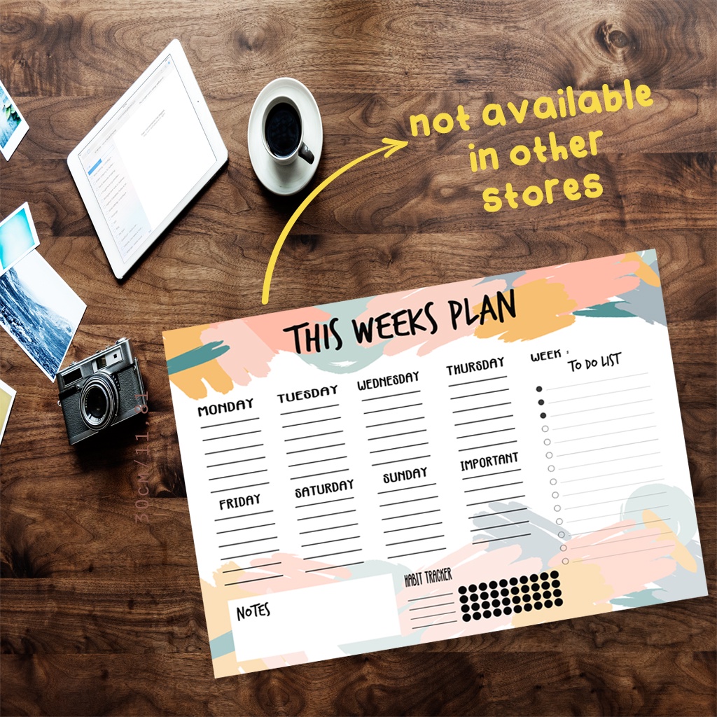 Jual Weekly Planner wall Week Plan with Habit Tracker,notes & to do ...