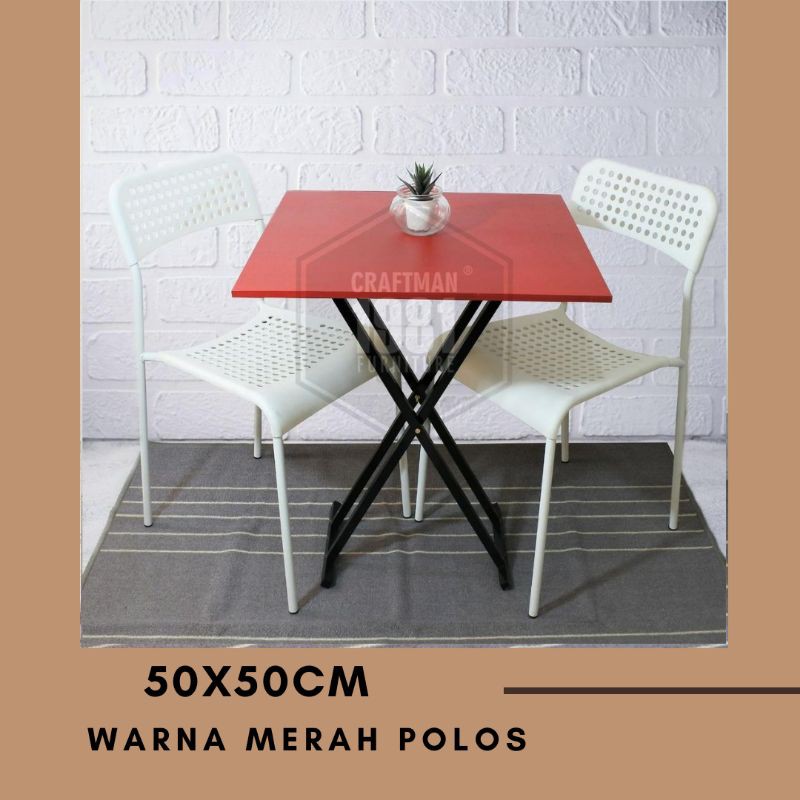 Jual MEJA LIPAT MERAH POLOS 50X50CM / MEJA CAFE / MEJA MAKAN / MEJA ...