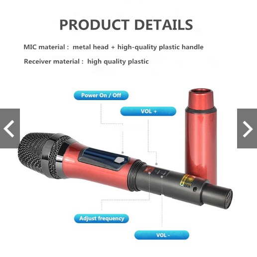 Jual mic wireless uhf dan receiver baterai 18650 rechargeable | Shopee ...