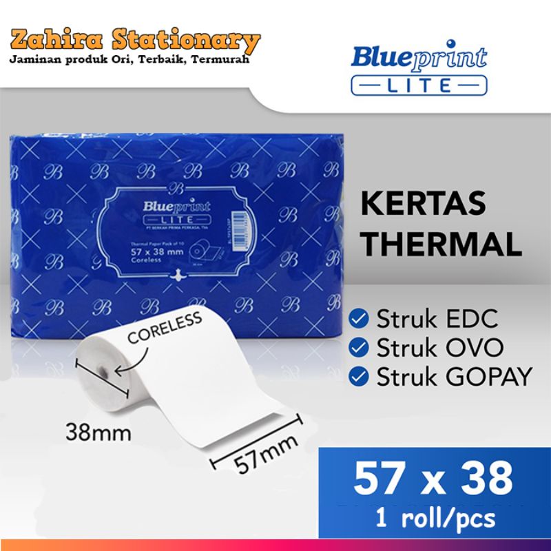 Jual Thermal Paper 57x38 Kertas Thermal Struk Kasir 57 x 38 Blueprint ...