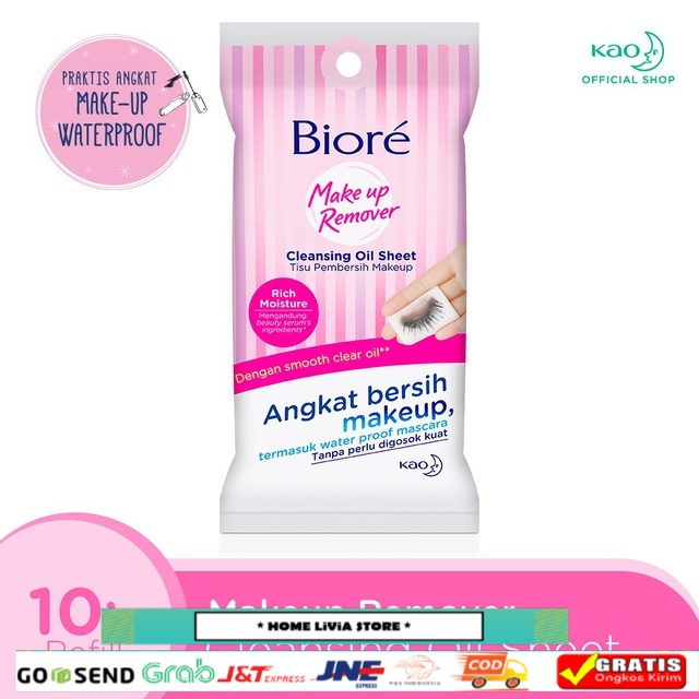 Jual Biore Make Up Remover Cleansing Oil Sheet 10 sachets | Shopee ...