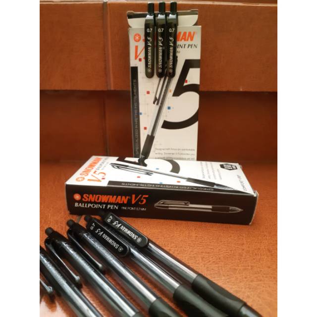 Jual SNOWMAN V5 ballpoint pen Hitam - Pulpen Snowman V5 0.7mm / box isi 12 pcs | Shopee Indonesia