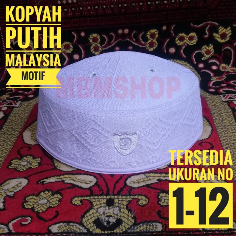 Jual Kopyah Putih Songkok Putih Peci Putih Motif Malaysia | Shopee ...