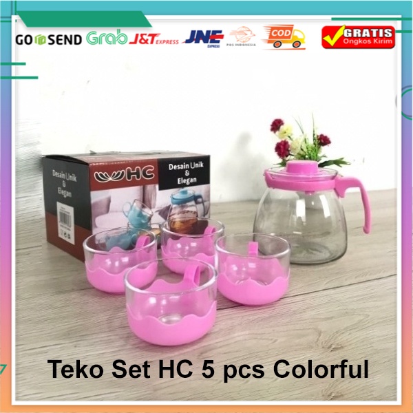 Jual HC Teapot Set 5 Pcs / Teko set / Teko kaca / Cangkir kopi / Teapot ...