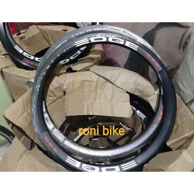 Jual Velg Rims EDGE 349 16X1 3per8 matt black- hitam doff lubang 28Hole ...