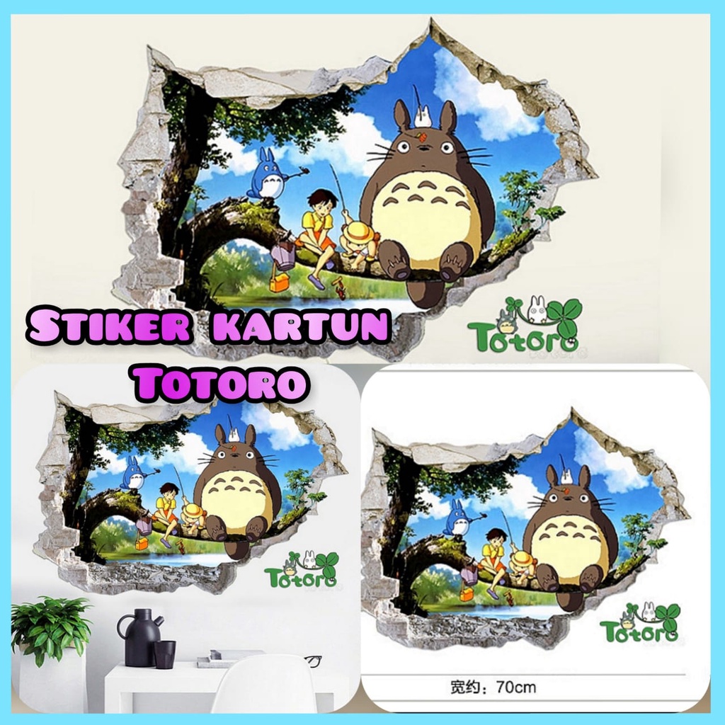Jual WALLSTICKER STICKER KARAKTER TOTORO 3D SETIKER STIKER DINDING ...