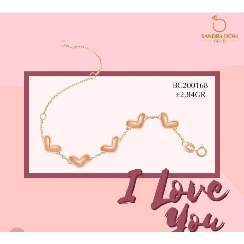 Jual Golden Love Series Bracelet Sandradewigold SDW Gold Rosegold 755 ...