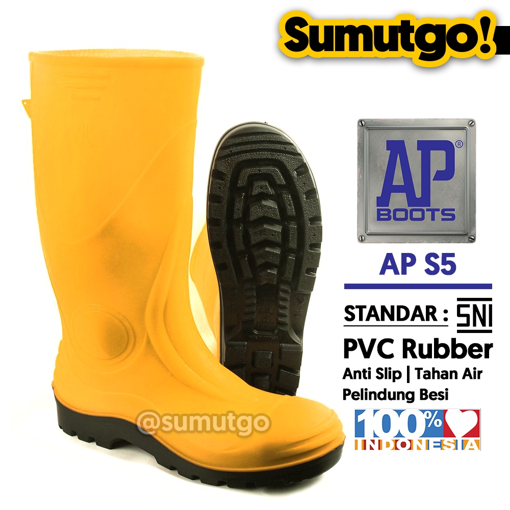 Jual AP Boots S5 Sepatu Boot Safety Karet Kuning PVC Boot Hujan Anti ...