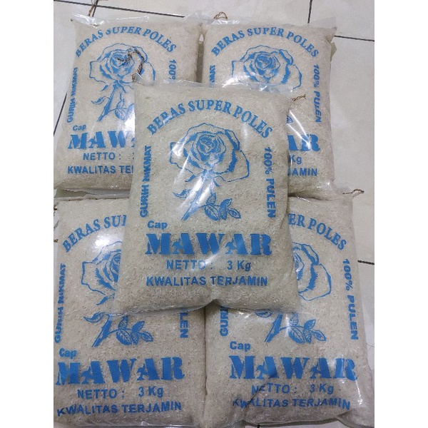 Jual Beras cap Mawar 3kg | Shopee Indonesia