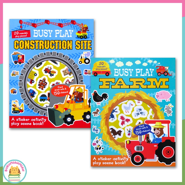 Jual Construction Site / Farm Sticker Activity Play Scene Book With ...