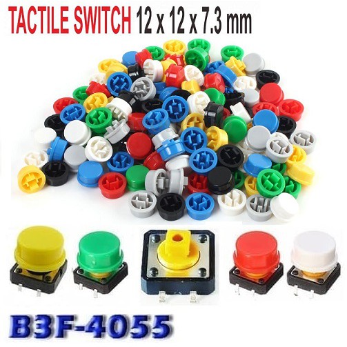 Jual 5 PCS Tactile Switch Round Push Button Momentary Switch 12x12x7.3 ...