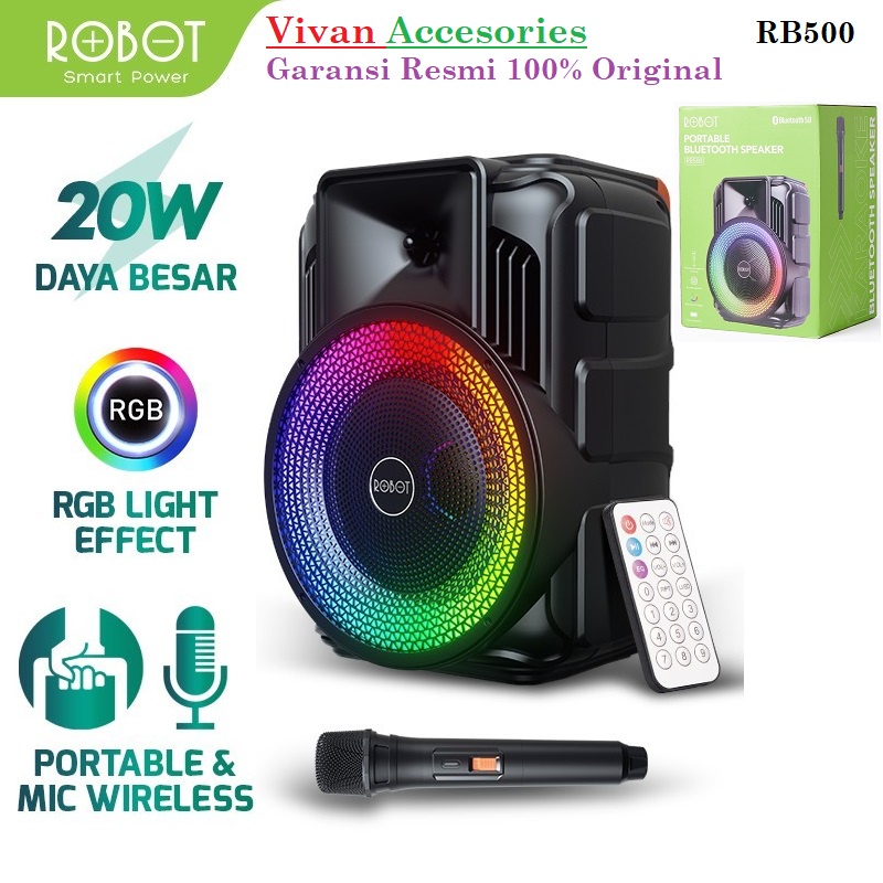 Jual ROBOT RB500 Speaker Karaoke Bluetooth 5.0 Audio Wireless Super Bass | Shopee Indonesia