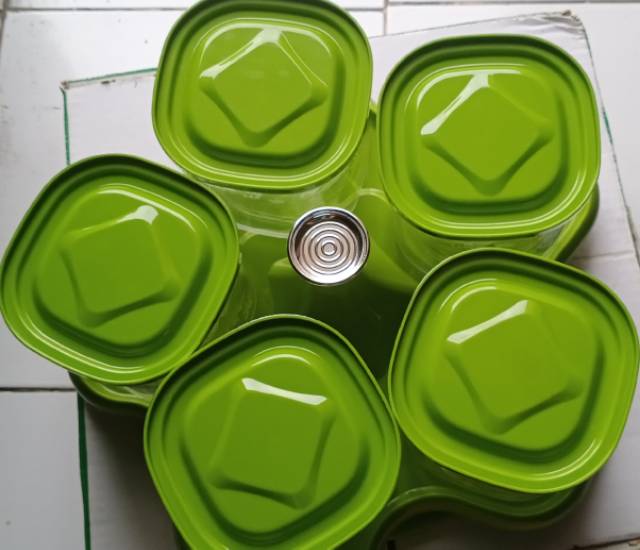 Jual Container set 5 arniss box plastik hijau green cantik kotak motif ...