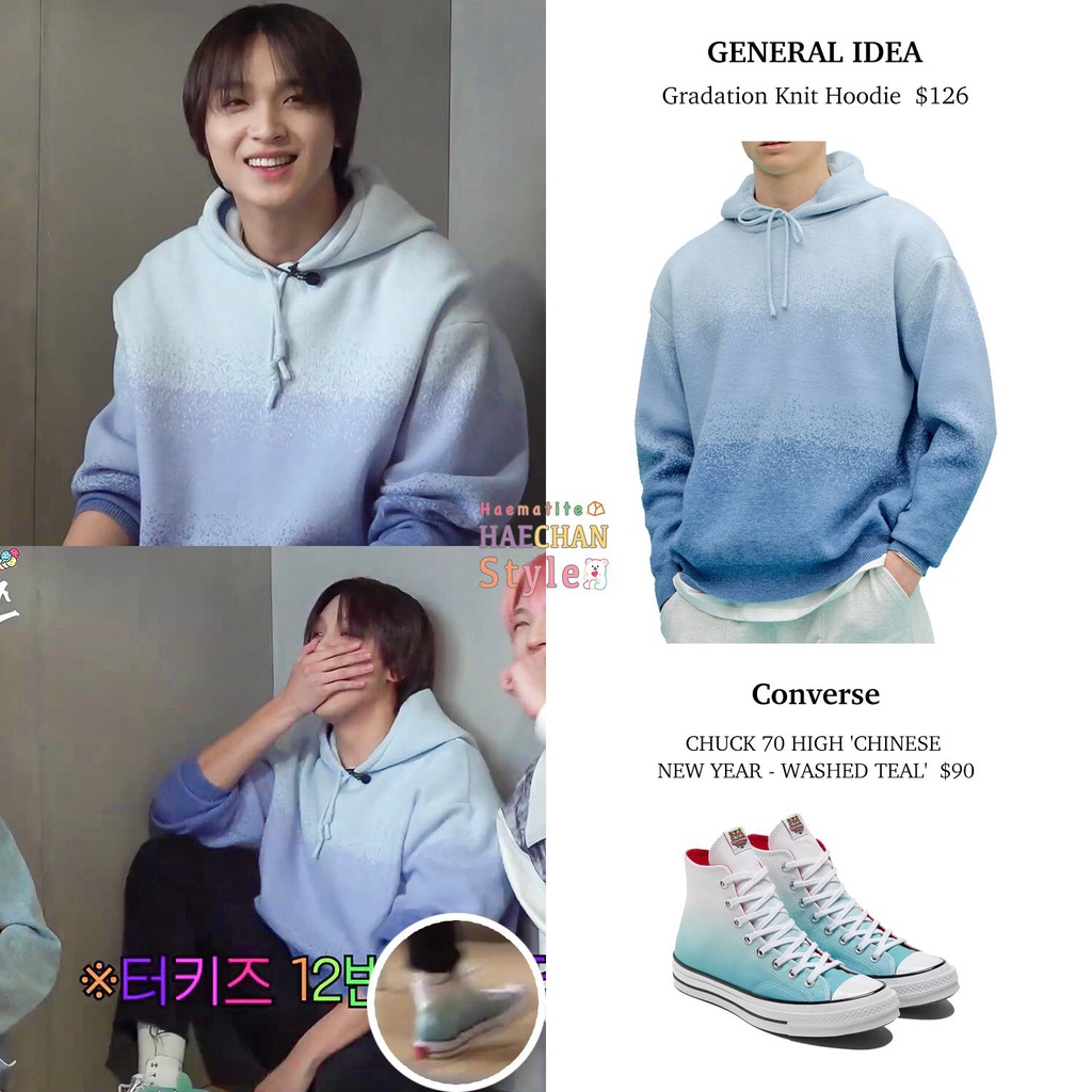 Jual [PO] GENERAL IDEA - Gradation Knit Hoodie Blue (Haechan NCT) | Shopee Indonesia