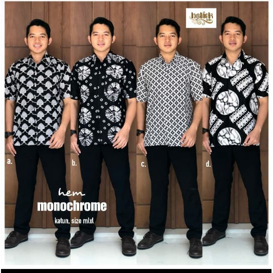 Jual Hem Kemeja Pria Batik Monochrome Modern Motif Hitam Exclusive ...