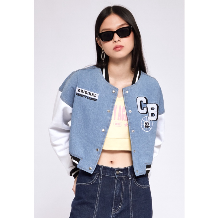 Jual COLORBOX Varsity Denim Jacket Blue | Shopee Indonesia