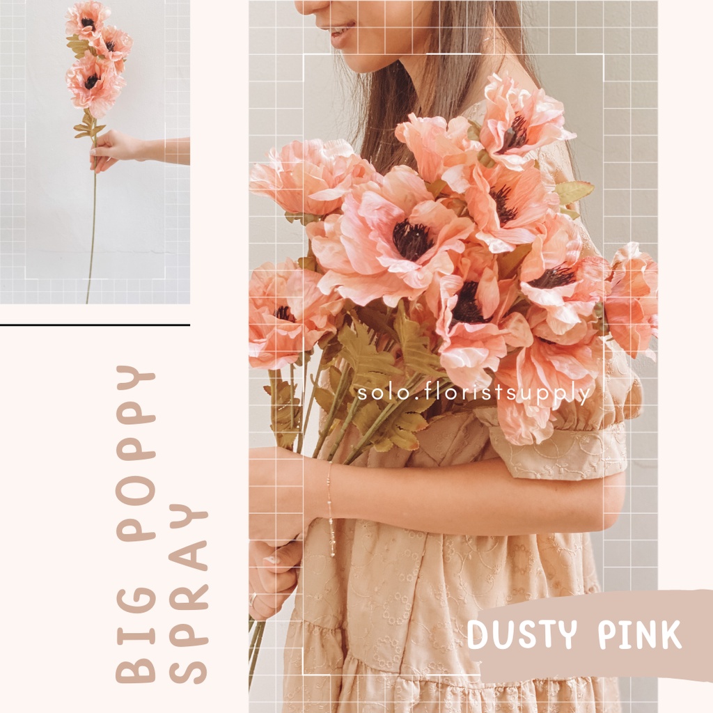 Jual BIG POPPY FLOWER SPRAY BUNGA POPPY ARTIFICIAL FLOWER BUNGA CORN ...