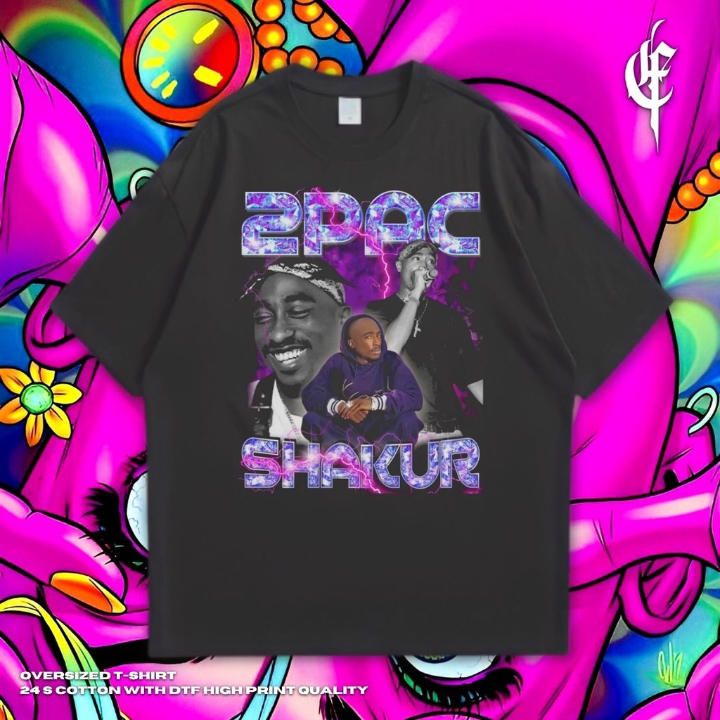 Jual Psycho Crucify "2Pac Shakur" Oversized T-Shirt | Kaos Tupac Shakur ...