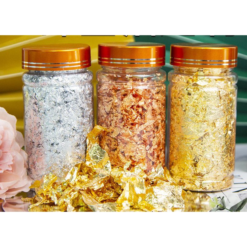 Jual gold flakes / gold sheet / emas hiasan lukisan serba guna | Shopee ...