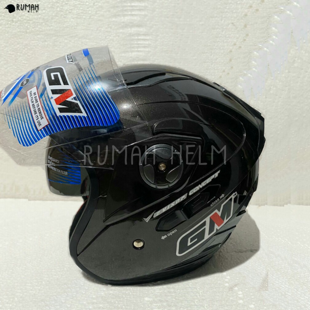 Jual Helm Half Face GM Interceptor Double Visor Solid Polos | Shopee ...