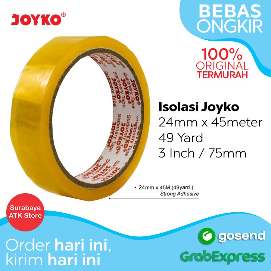 Jual Selotip 3inch Joyko 24mm x 45m Isolasi bening Lakban Stationery ...