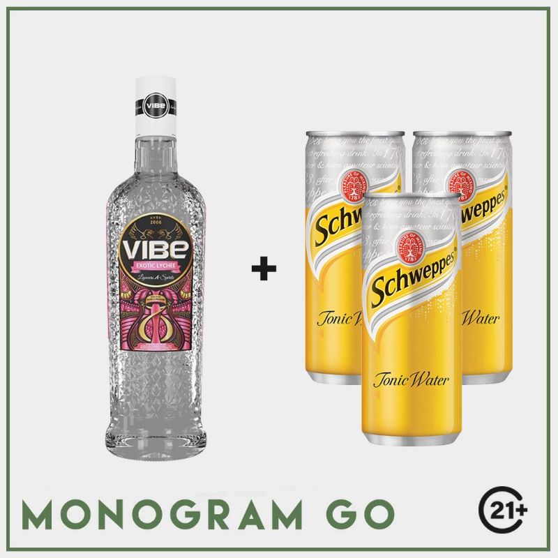 Jual Vibe Premium Exotic Lychee 700ml + 3 Can Schweppes Tonic Water ...