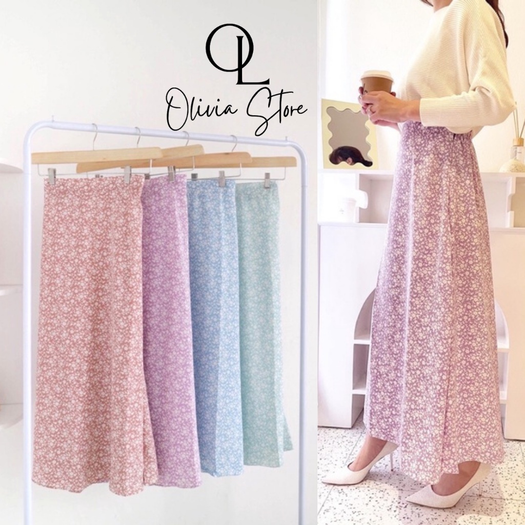 Jual ROK BUNGA / FLORAL SKIRT KOREAN STYLE PANJANG MOTIF BUNGA | ROK ...