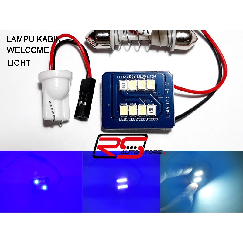Jual Lampu Plafon Lampu Kabin Ambience Mobil LED Welcome Light 8 titik ...