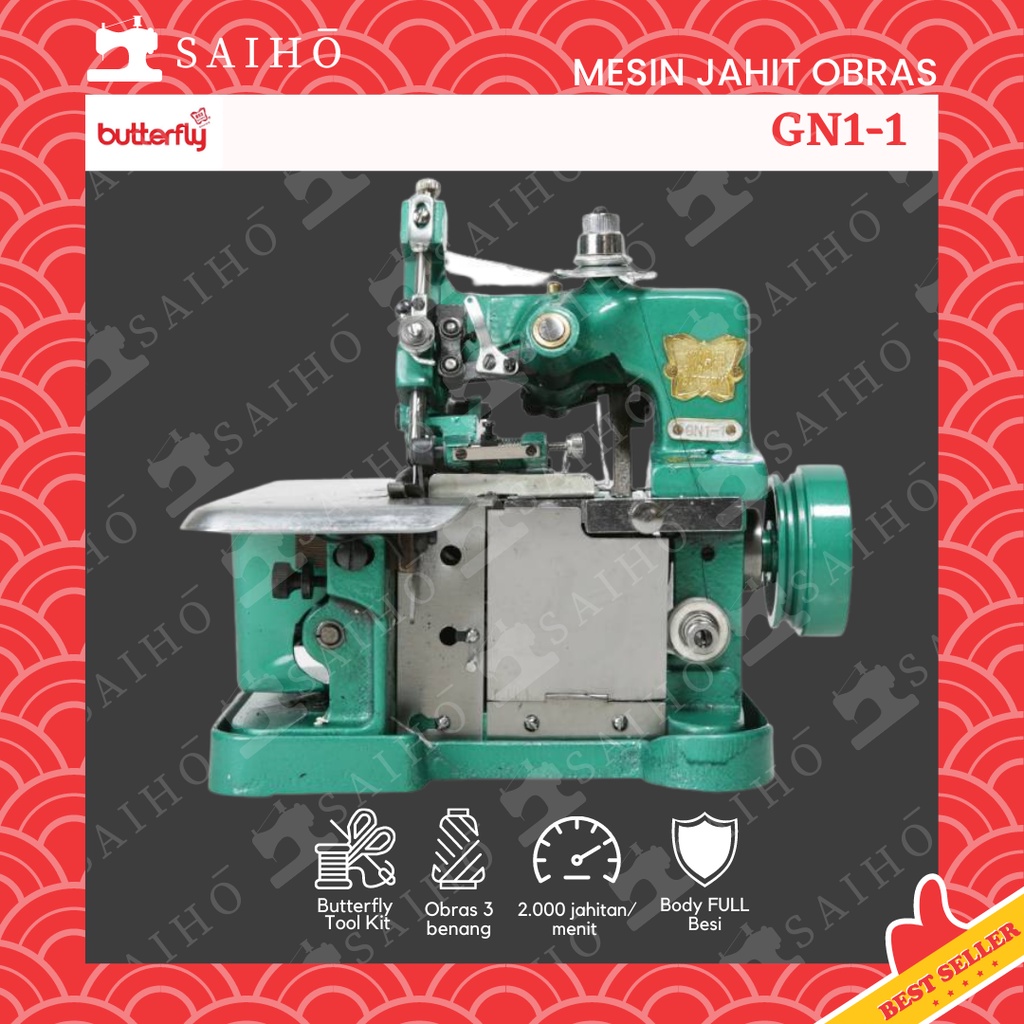 Jual [BUTTERFLY] Mesin Obras GN-1 + Dinamo (Tanpa Meja Kaki) | Shopee ...