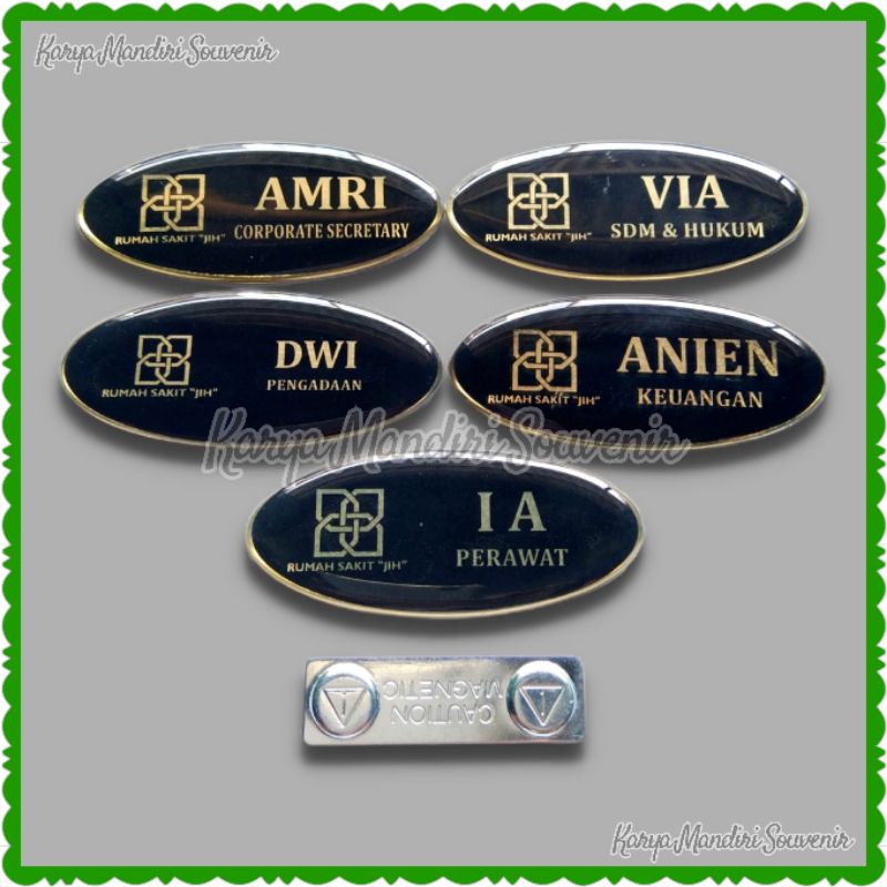 Jual Nametag Nama Dada Kuningan Oval Etching Grafir Logo RS JIH | Bisa ...