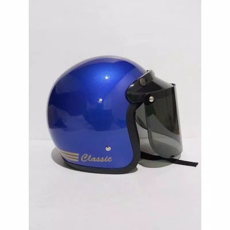Jual HELM BOGO DEWASA CLASIK TIGA GARIS+KACA FREE PACKING DAN PENGAMAN ...