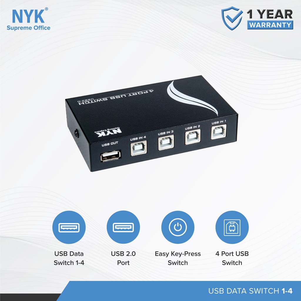 Jual NYK USB HUB V2.0 Data Switch Printer 1-4 port | Shopee Indonesia
