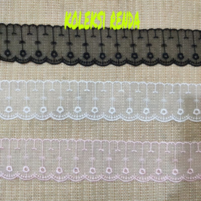 Jual Renda tile bordir, renda tile 6cm, renda air, renda tulle isi ...