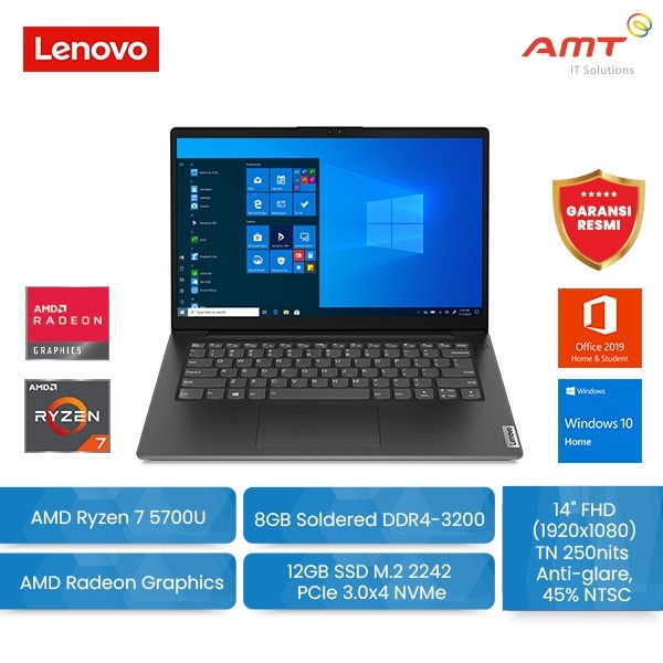 Jual LENOVO V14 G2 ALC Ryzen7 5700U 8GB AMD Radeon 512GB SSD W10 OHS ...