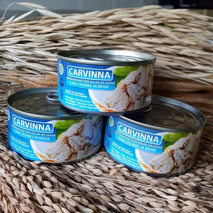 Jual CARVINNA Tuna Chunk in Brine (Tuna Kaleng) | Shopee Indonesia