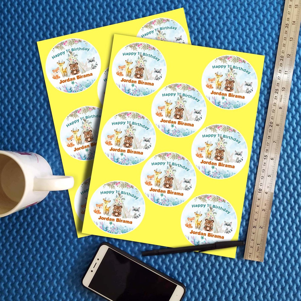 Jual STIKER ULANG TAHUN ANAK HEWAN BINATANG LUCU BIRTHDAY STICKER COWOK ...